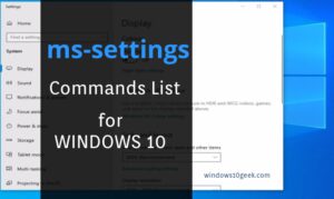 MS-settings Commands List for Windows 10